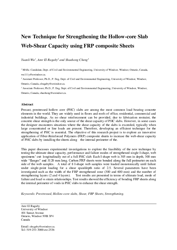 (PDF) New Technique for Strengthening the Hollow-core Slab Web-Shear ...