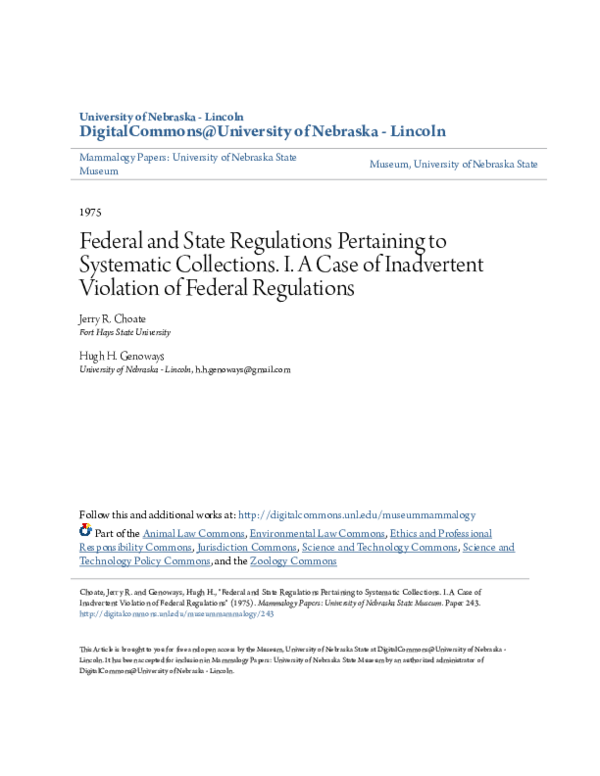 (PDF) Federal and State Regulations Pertaining to Systematic ...