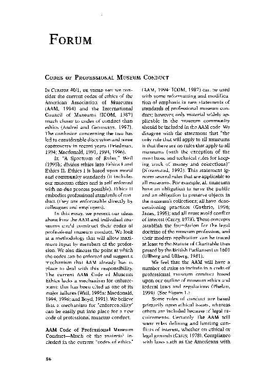 (PDF) Codes of Professional Museum Conduct