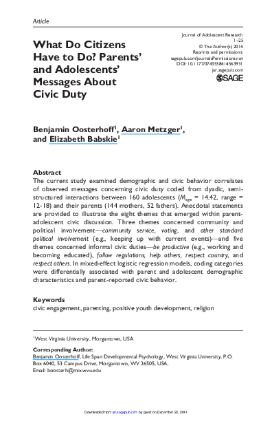 (PDF) What Do Citizens Have to Do? Parents' and Adolescents' Messages ...