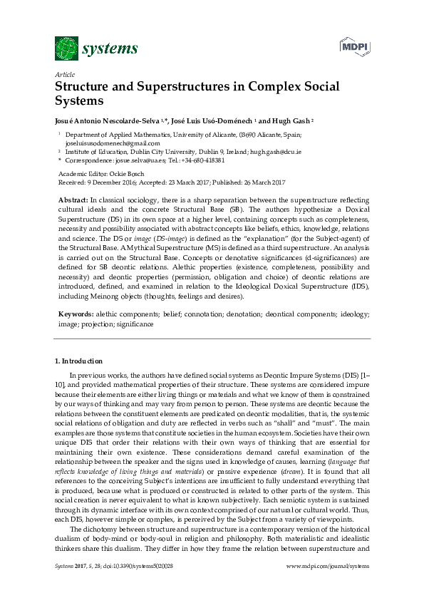 Pdf Structure And Superstructures In Complex Social Systems