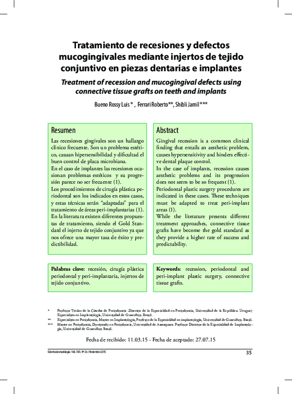 (PDF) Treatment of recession and mucogingival defects using connective ...
