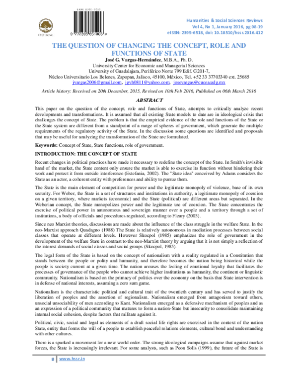 (PDF) THE QUESTION OF CHANGING THE CONCEPT, ROLE AND FUNCTIONS OF STATE