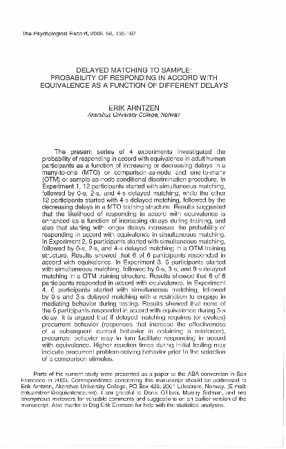 (PDF) Delayed Matching to Sample: Probability of Responding in Accord ...