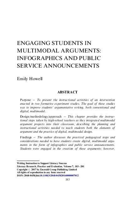 (PDF) ENGAGING STUDENTS IN MULTIMODAL ARGUMENTS: INFOGRAPHICS AND PUBLIC SERVICE ANNOUNCEMENTS