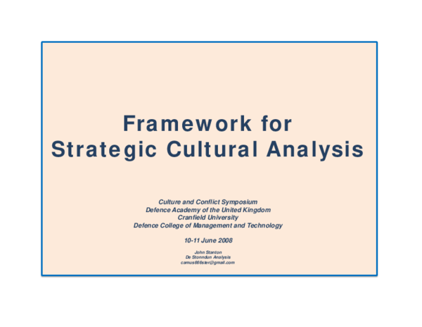 (PDF) Framework for Strategic Cultural Analysis