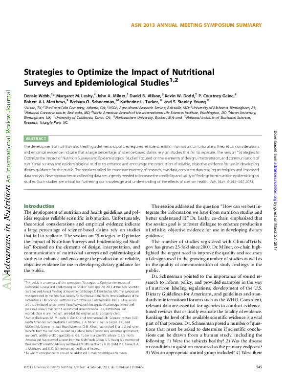 (PDF) Strategies to Optimize the Impact of Nutritional Surveys and ...