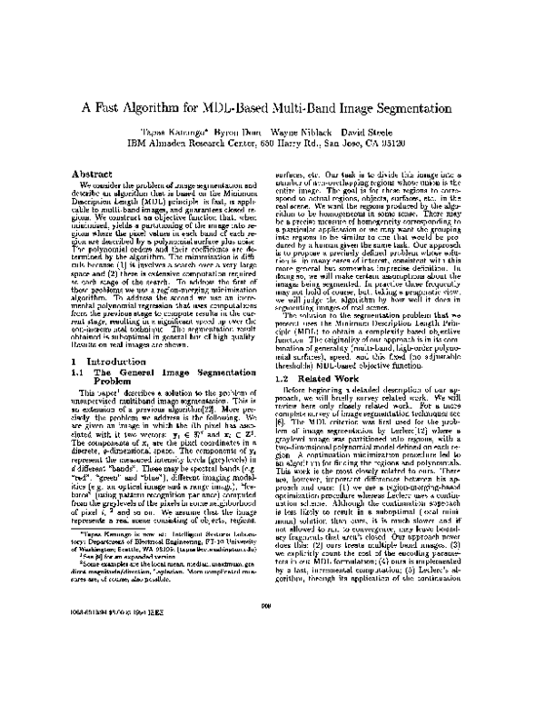 Pdf A Fast Algorithm For Mdl Based Multi Band Image Segmentation