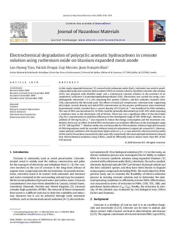 (PDF) Electrochemical degradation of polycyclic aromatic hydrocarbons in creosote solution using ...