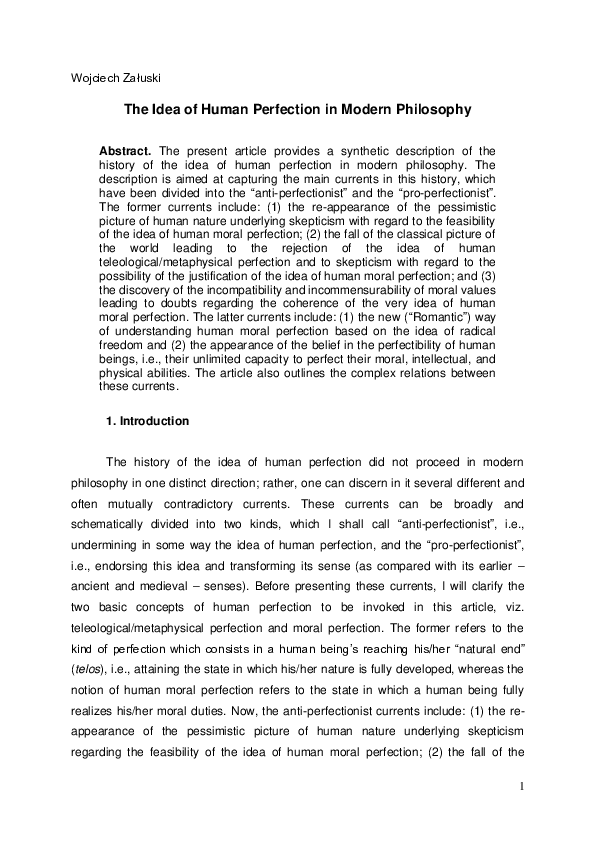 (PDF) The Idea of Human Perfection in Modern Philosophy, in: A ...