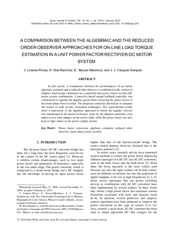 (PDF) A COMPARISON BETWEEN THE ALGEBRAIC AND THE REDUCED ORDER OBSERVER APPROACHES FOR ON-LINE ...