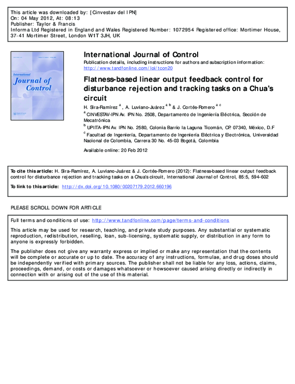 (PDF) International Journal of Control Flatness-based linear output ...