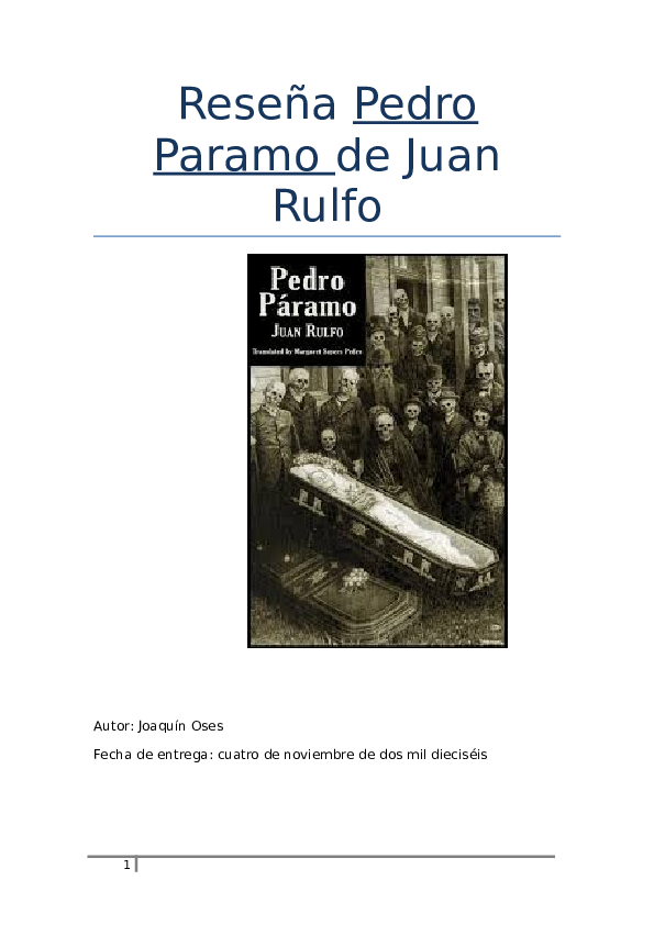 (DOC) Resena Pedro Paramo de Juan Rulfo