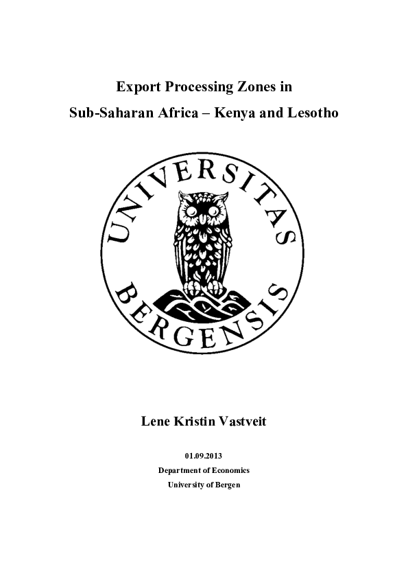 (PDF) Export Processing Zones in Sub-Saharan Africa – Kenya and Lesotho