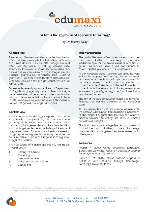 (PDF) What is the genre-based approach to writing?