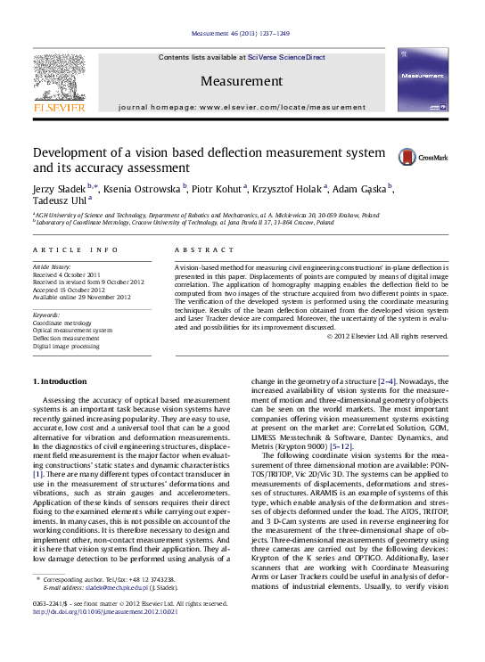 Pdf Development Of A Vision Based Deflection Measurement System And Its Accuracy Assessment