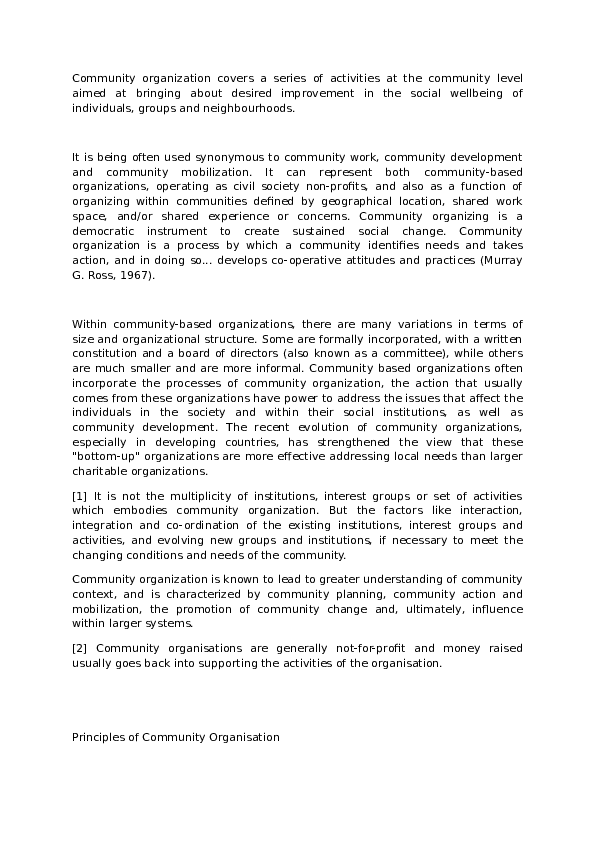 (DOC) Principles and concepts Community Organisation
