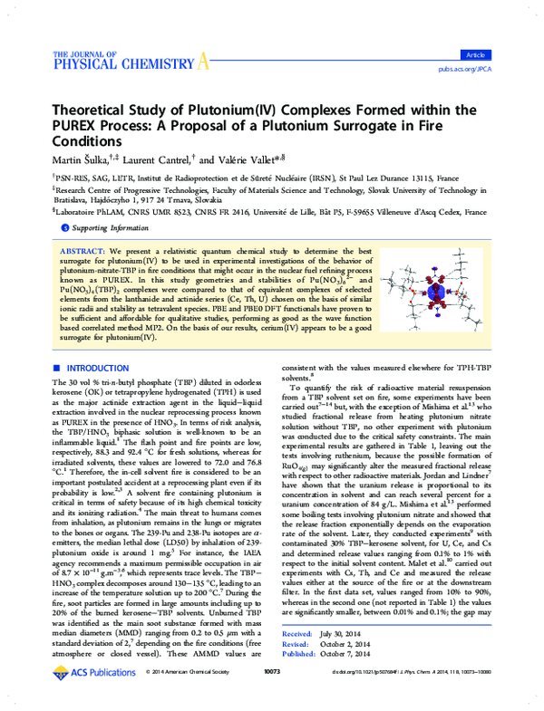 (PDF) Theoretical Study of Plutonium(IV) Complexes Formed within the ...