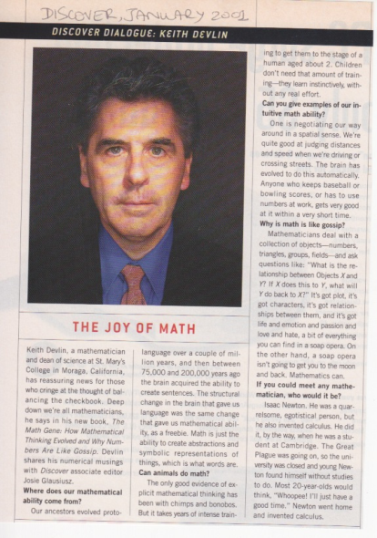 (PDF) The Joy of Math: Interview with Keith Devlin | Josie Glausiusz ...