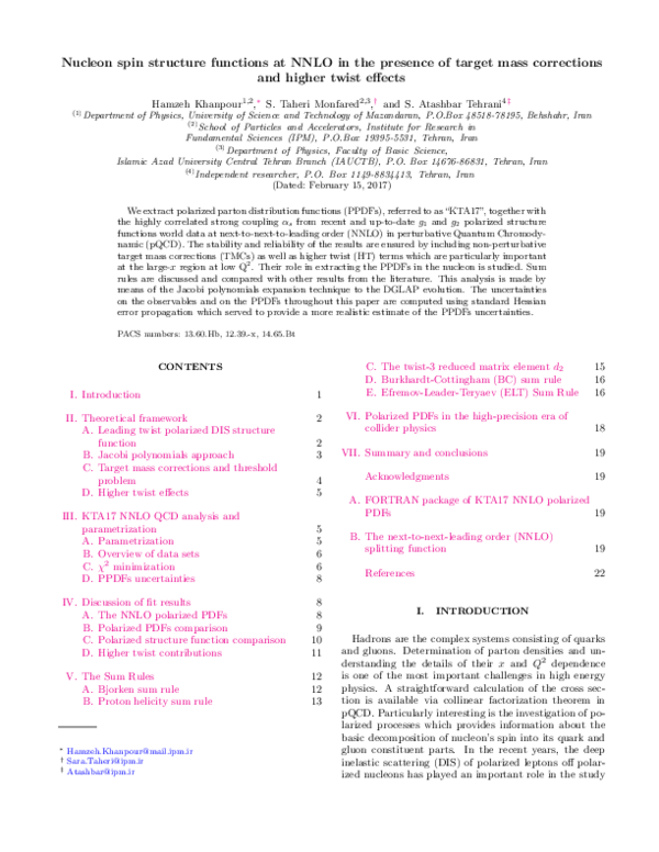 (PDF) Determination of Polarised Parton Distributions in the Nucleon --- Next to Leading Order ...
