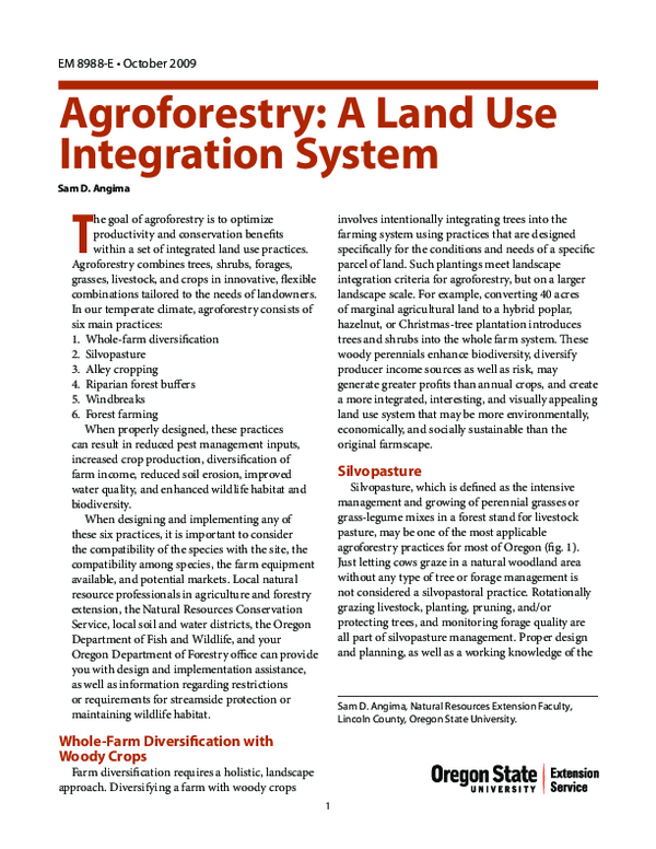 (PDF) Agroforestry: A Land Use Integration System