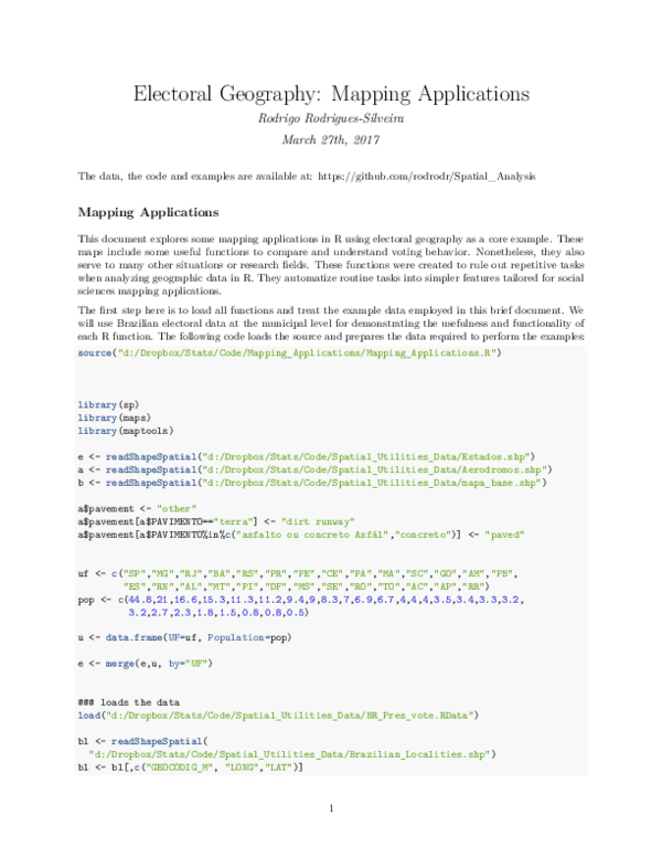 (PDF) Electoral Geography: Mapping Applications