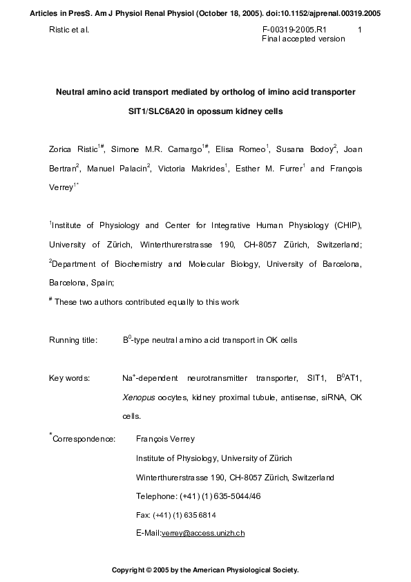(PDF) Neutral amino acid transport mediated by ortholog of imino acid ...