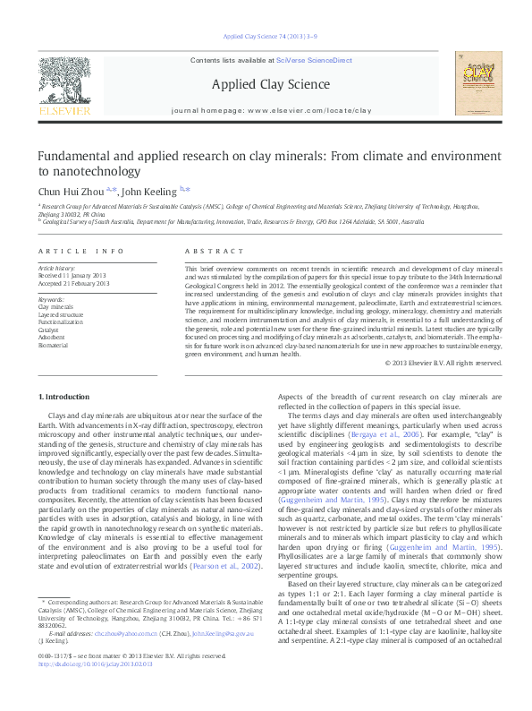 (PDF) Fundamental and applied research on clay minerals: From climate ...