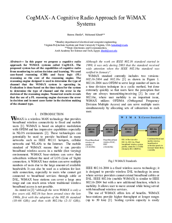 (PDF) CogMAX-A Cognitive Radio Approach for WiMAX Systems