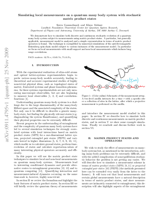Pdf Simulating Local Measurements On A Quantum Many Body System With Stochastic Matrix Product 1865