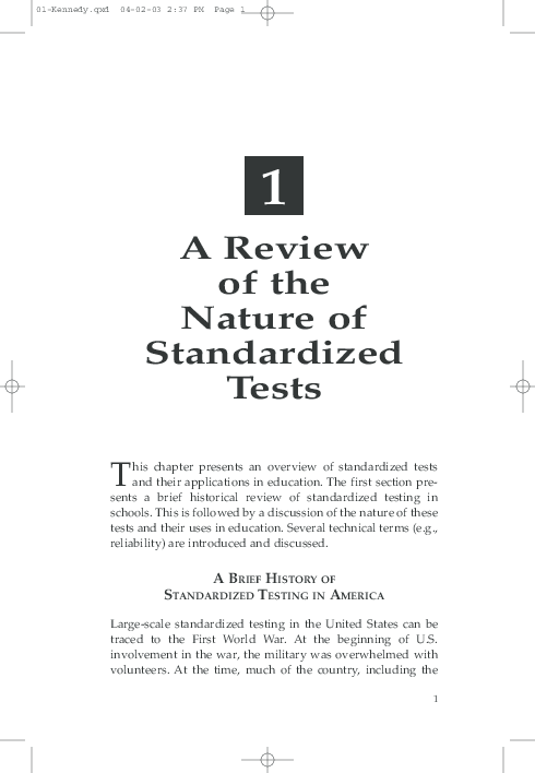 (PDF) A Review of the Nature of Standardized Tests A BRIEF HISTORY OF ...