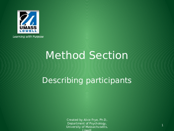 (PPT) Writing a Method Section Participants tcm