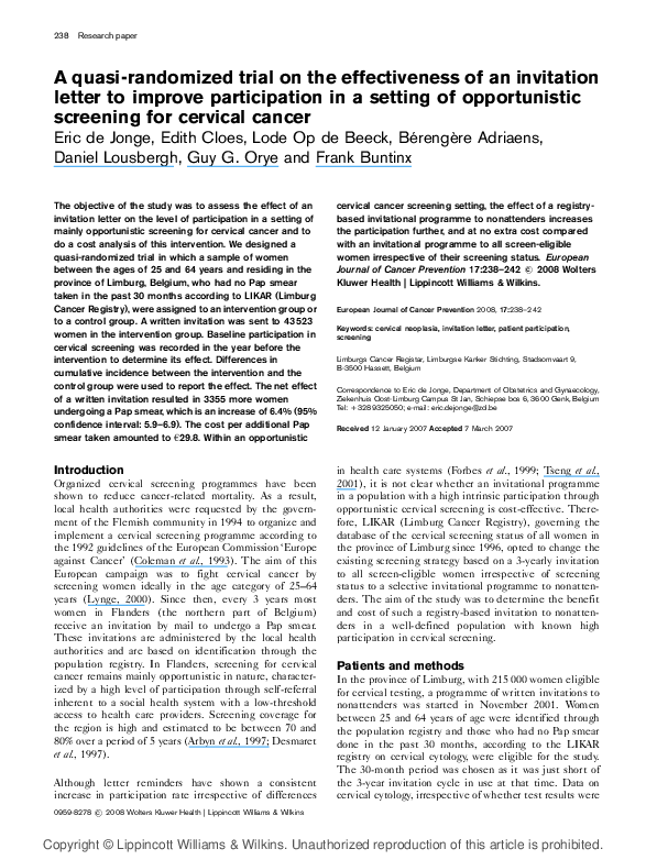 (PDF) A quasi-randomized trial on the effectiveness of an invitation ...