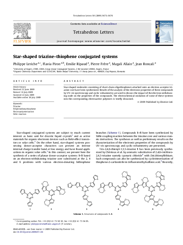 (PDF) Star-shaped triazine–thiophene conjugated systems