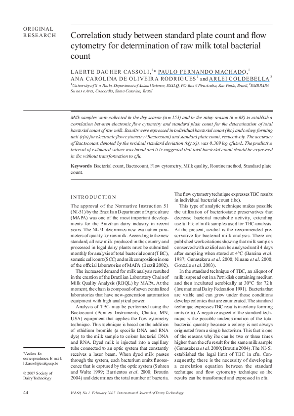 (PDF) Correlation study between standard plate count and flow cytometry ...