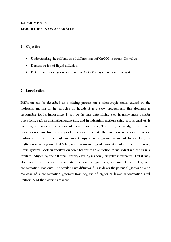 (DOC) EXPERIMENT 3 LIQUID DIFFUSION APPARATUS
