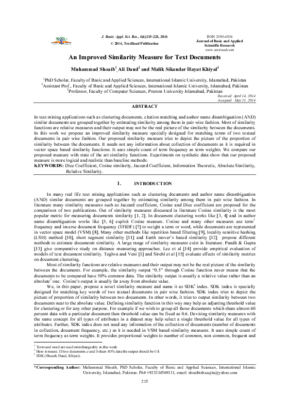 (PDF) An Different Similarity Measures with N-Grams For Text Documents ...