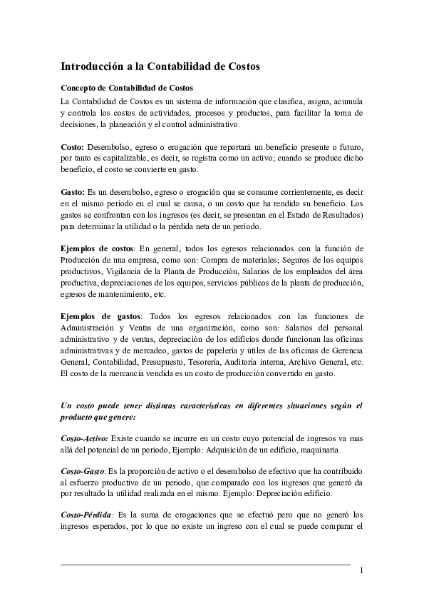 (DOC) Introducción a la Contabilidad de Costos