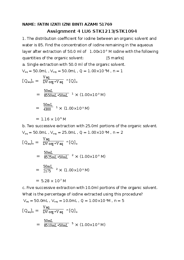 ppm solvent calculation