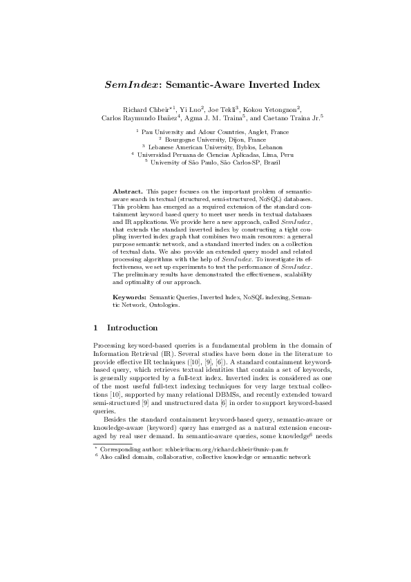 (PDF) SemIndex: Semantic-Aware Inverted Index