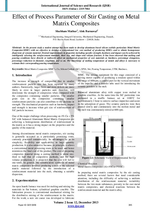 (PDF) Effect of Process Parameter of Stir Casting on Metal Matrix ...