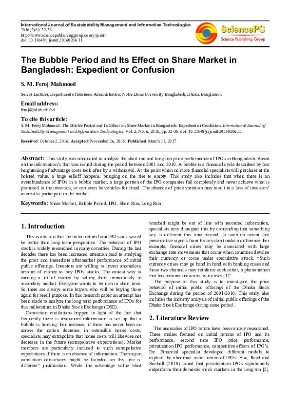 (PDF) The Bubble Period and Its Effect on Share Market in Bangladesh ...
