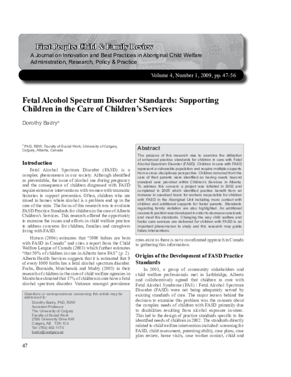 (PDF) Fetal Alcohol Spectrum Disorder Standards: Supporting Children in ...