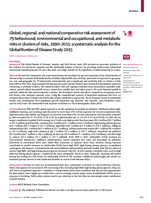 (PDF) Global, regional, and national comparative risk assessment of 79 ...