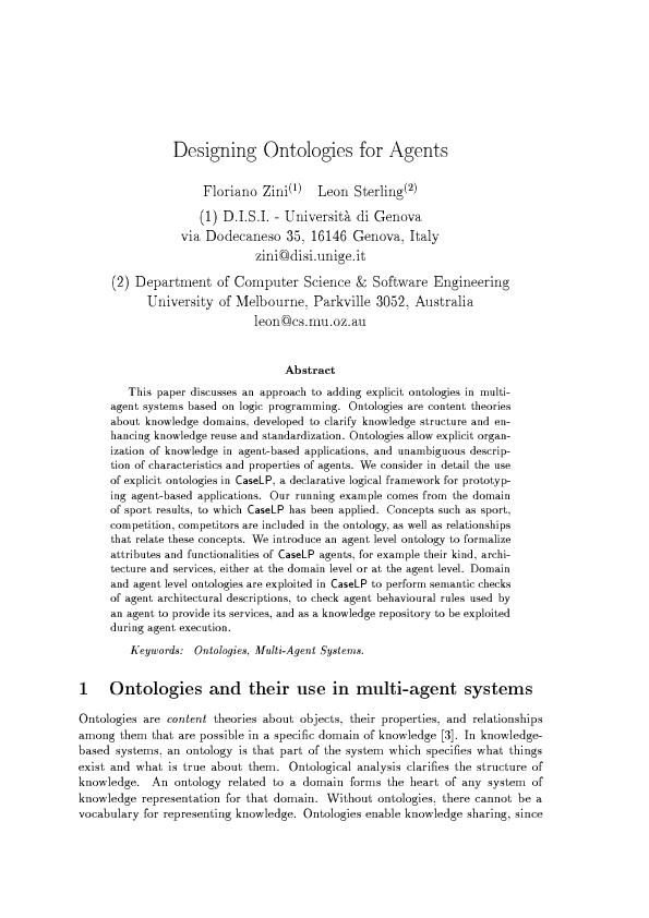 (PDF) Designing ontologies for agents | Leon Sterling - Academia.edu