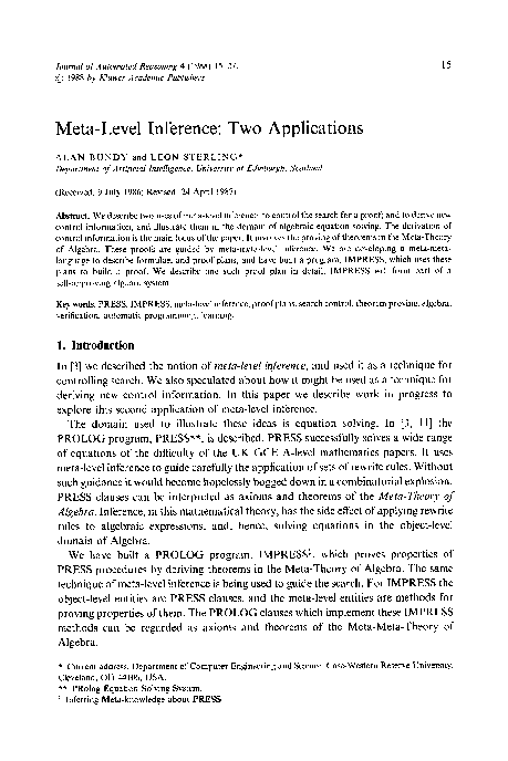 (PDF) Meta-level inference: Two applications