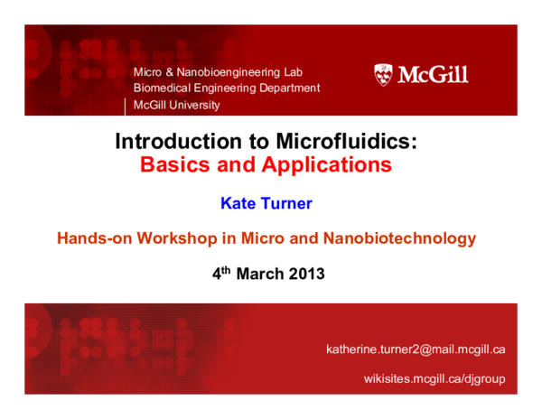 (PDF) Introduction to Microfluidics: Basics and Applications