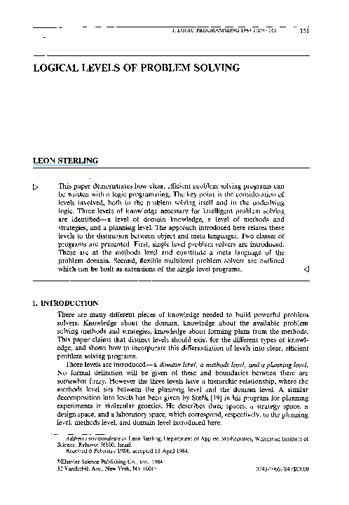 (PDF) Logical levels of problem solving