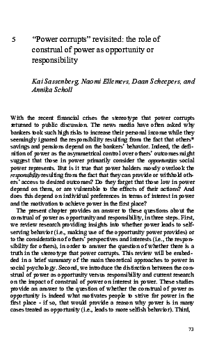 (PDF) “Power corrupts” revisited: the role of construal of power as ...