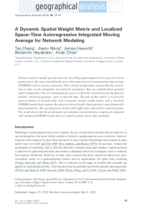 (PDF) A Dynamic Spatial Weight Matrix and Localized Space–Time ...